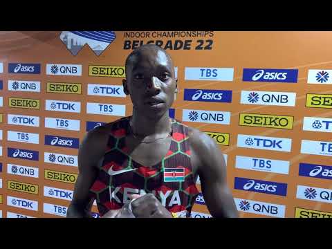 17-year-old Noah Kibet of Kenya talks after making 2022 World Indoor 800 final