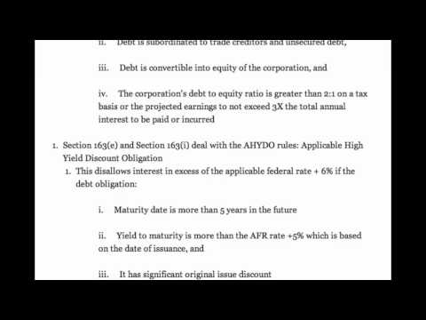 Interest Disallowance, Section 279, and AHYDO Rules