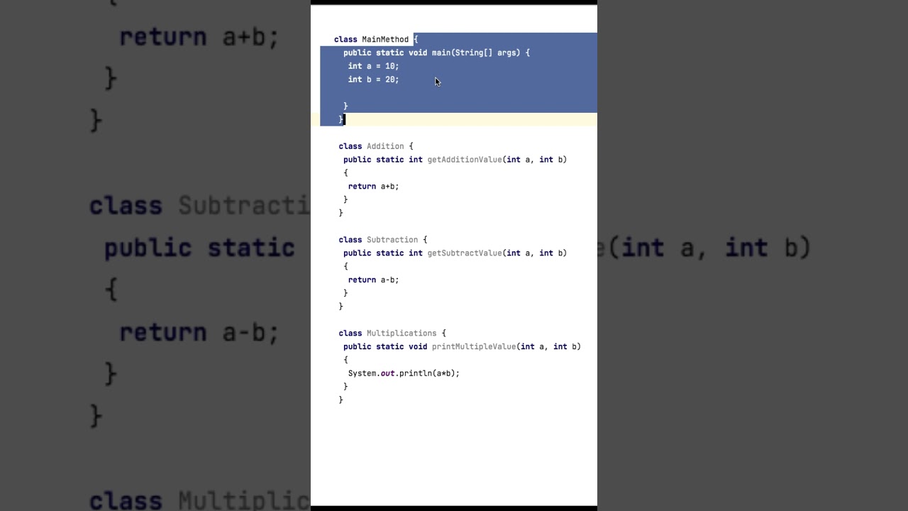 Creating multple classes in single java file