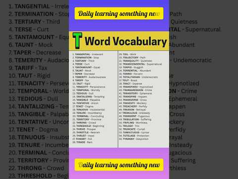 Vocabulary words with Letter T
