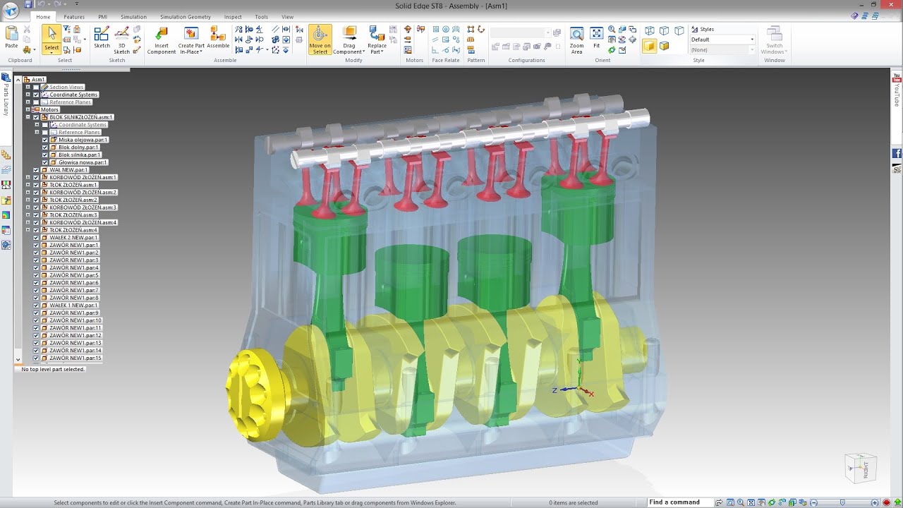 SOLID EDGE ST8 - ASSEMBLY ENGINE - SIMULATION