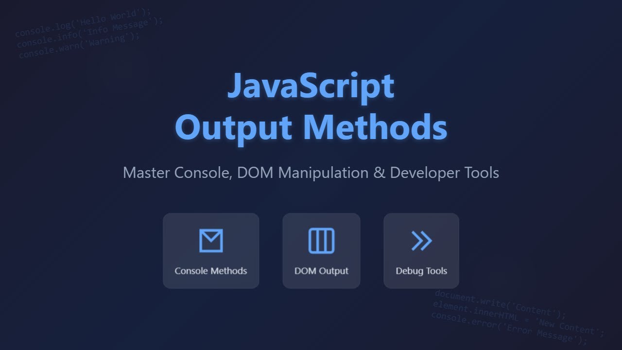 JavaScript Output Methods for Beginners: Console, Document Write, and DOM Manipulation