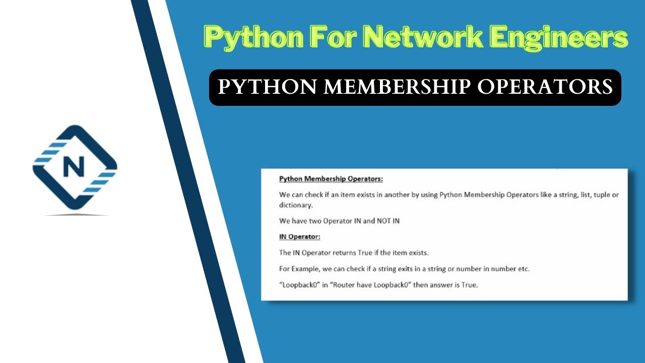 Python for Network Engineer | Python  Membership Operators | Video 13