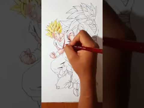 Dibujo de goku en 3 transformaciones #shorts #goku #dragonballz #drawing
