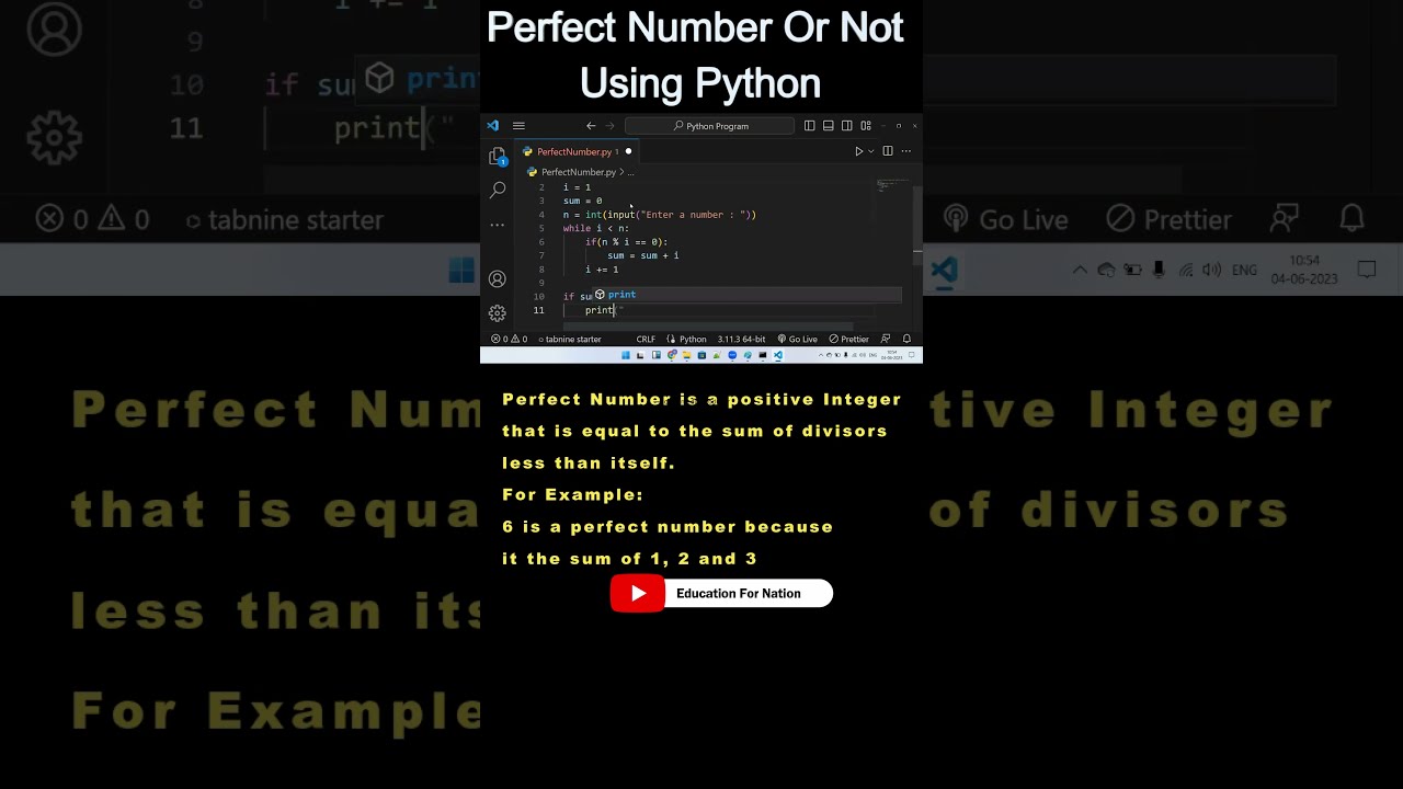 Python Program to Find Perfect Numbers | Python Coding Tutorial