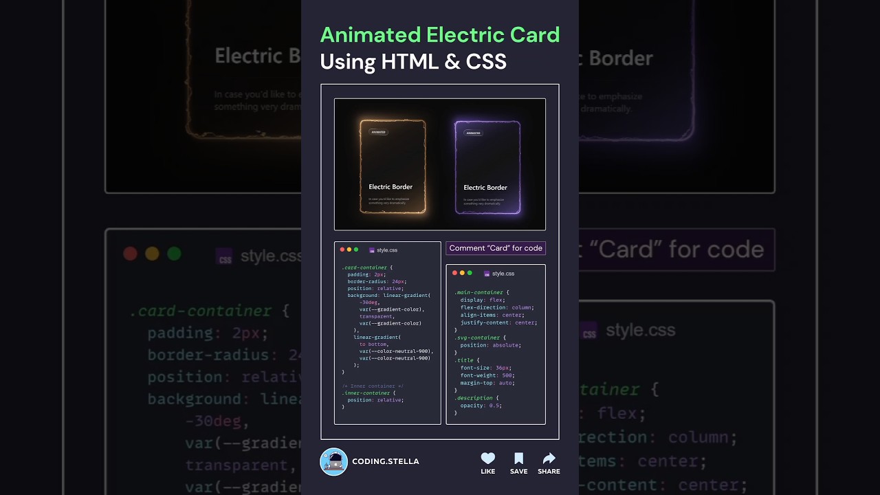 Animated Electric Card ☠️😱 #css #animation