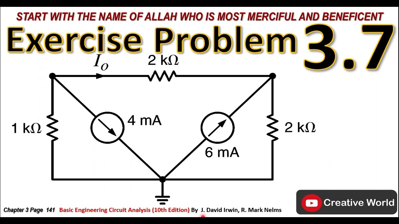 Chapter 3 Exercise Problem 3.7 Solution | Nodal Analysis | Linear Circuit Analysis