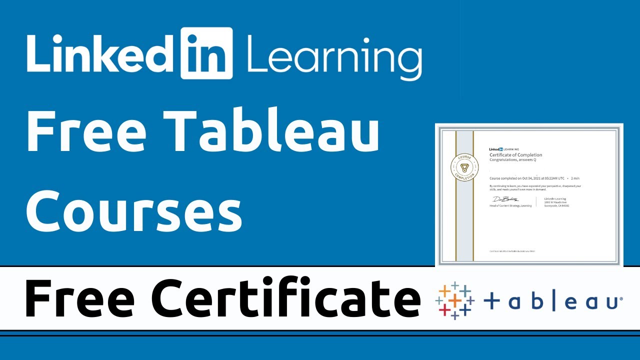 LinkedIn Learning Free Tableau Courses with Free Certificate