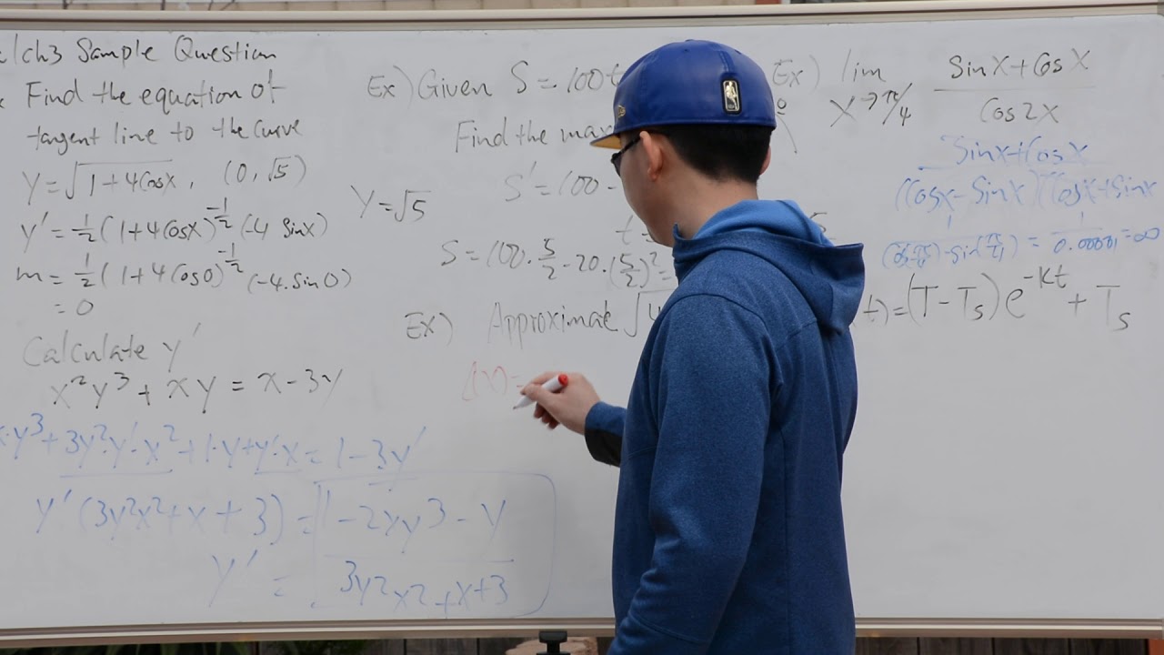 Calculus Chapter 3 Test Sample Questions