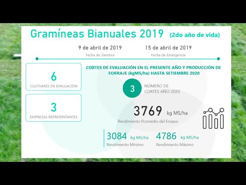 Evaluación Nacional de FORRAJERAS 2020 – Gramíneas bianuales 2019