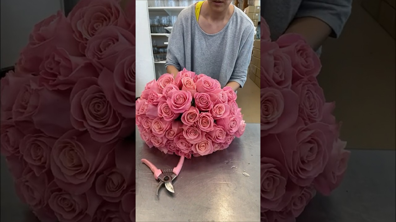 Here’s the most basic bouquet making, called the spiral technique. Makes a perfect rose dome.
