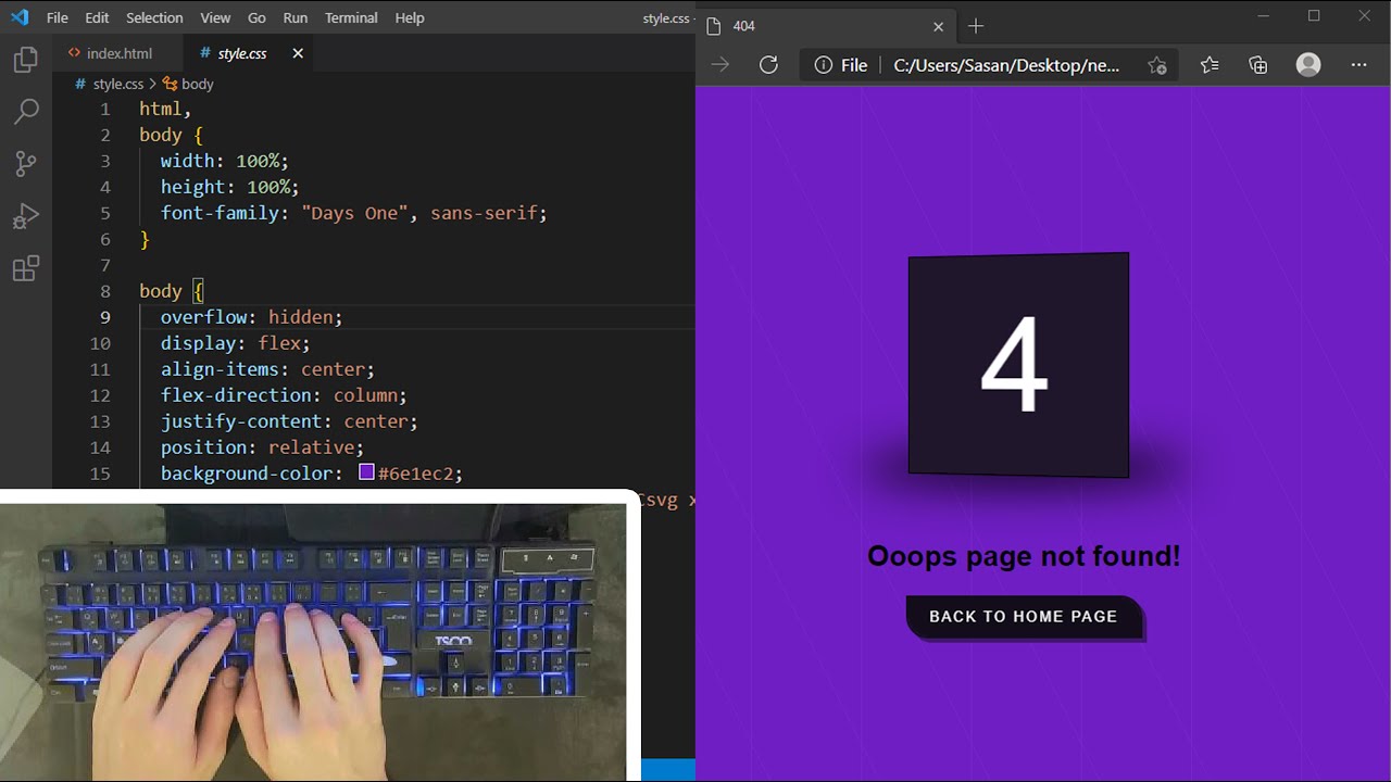 ASMR Programming - 404 Page using HTML CSS - No Talking