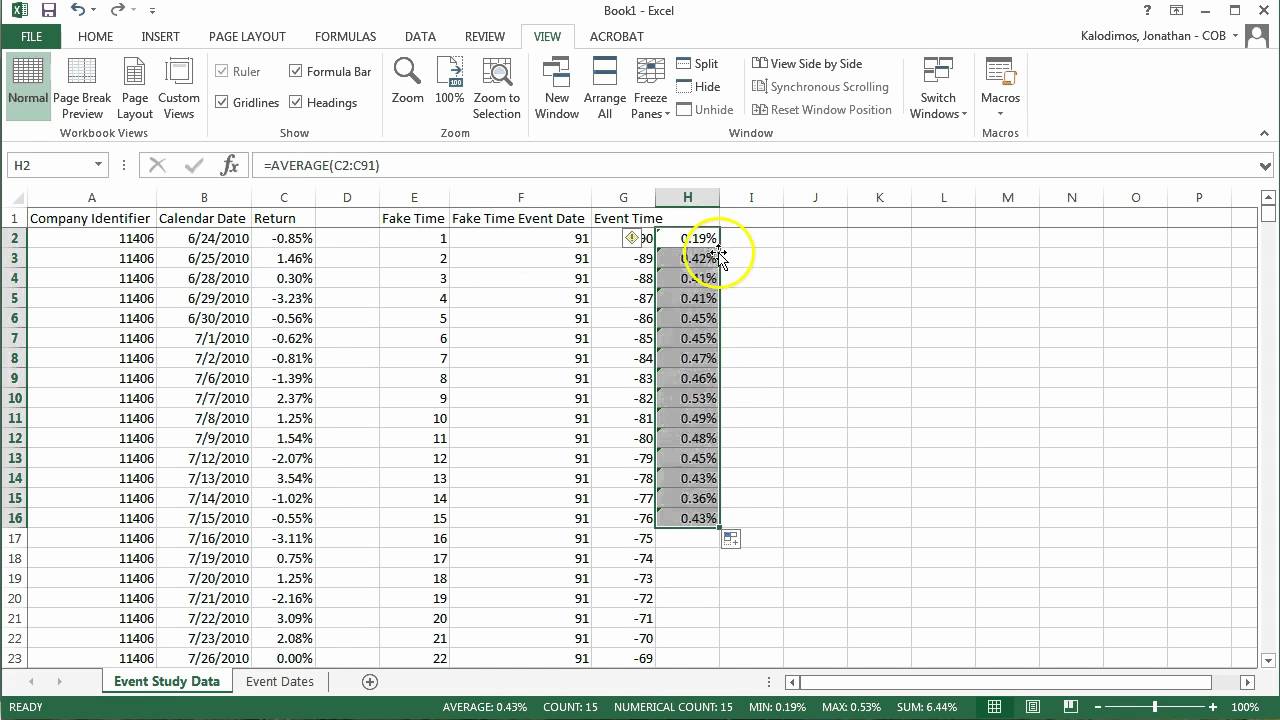 Event Study Walkthrough in Excel