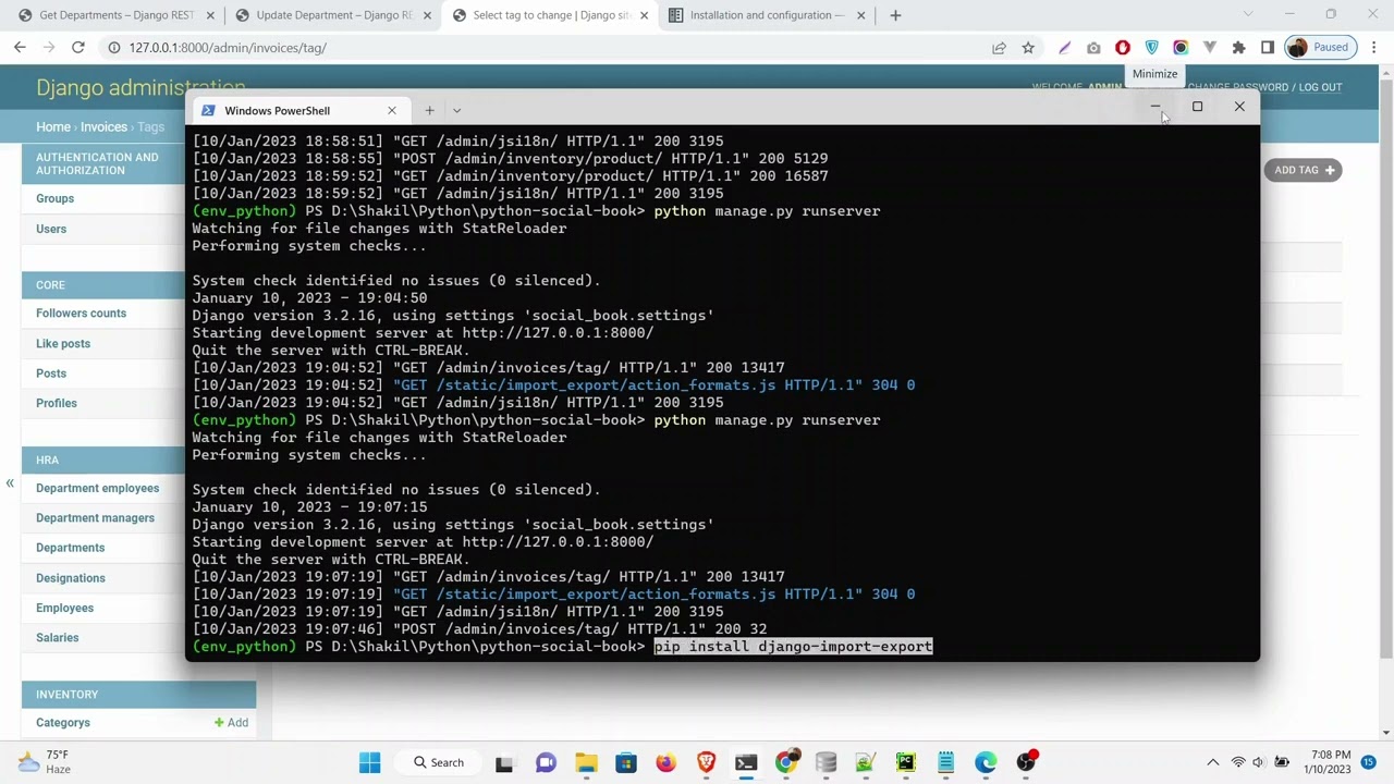 Python Django Activate Import Export in Admin Panel