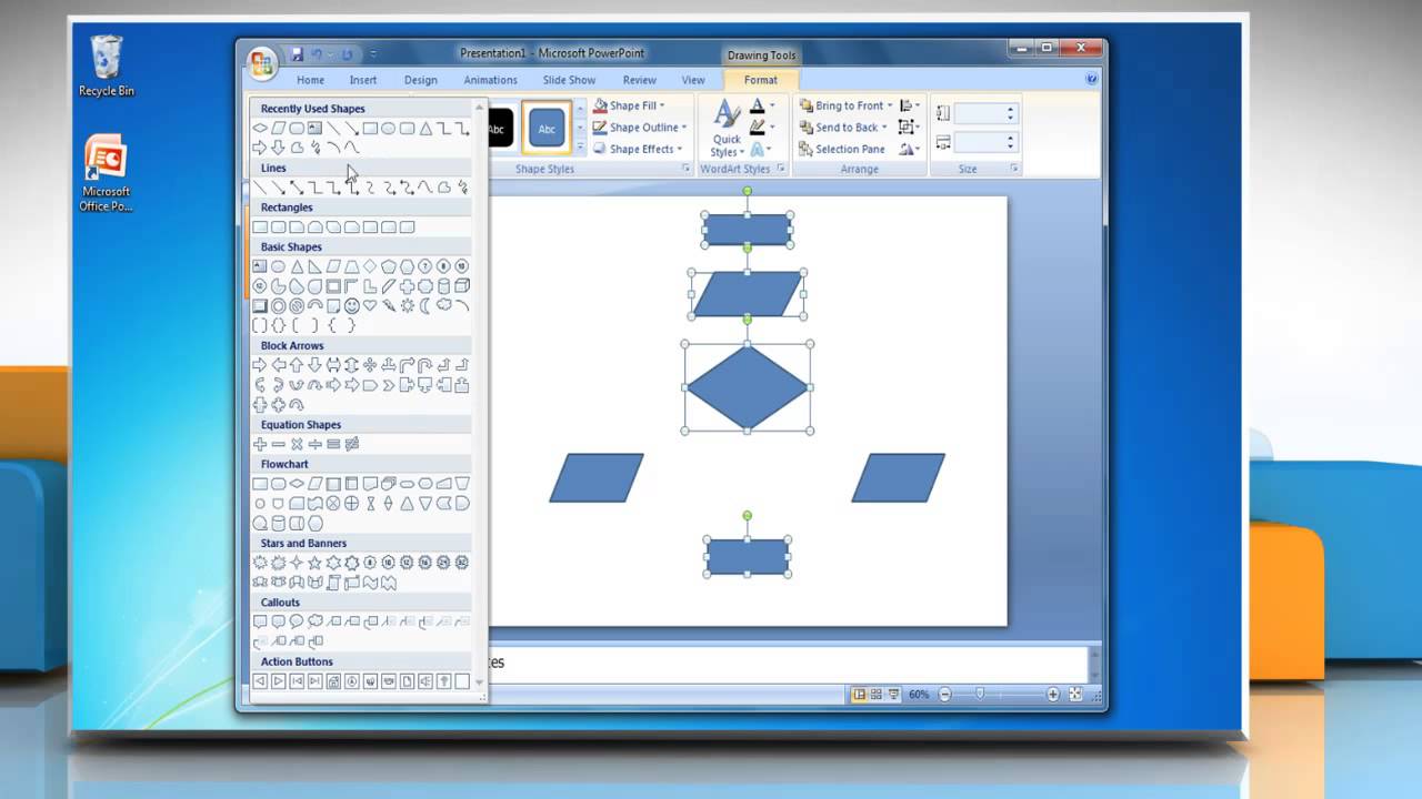How to make a flow chart in PowerPoint 2007