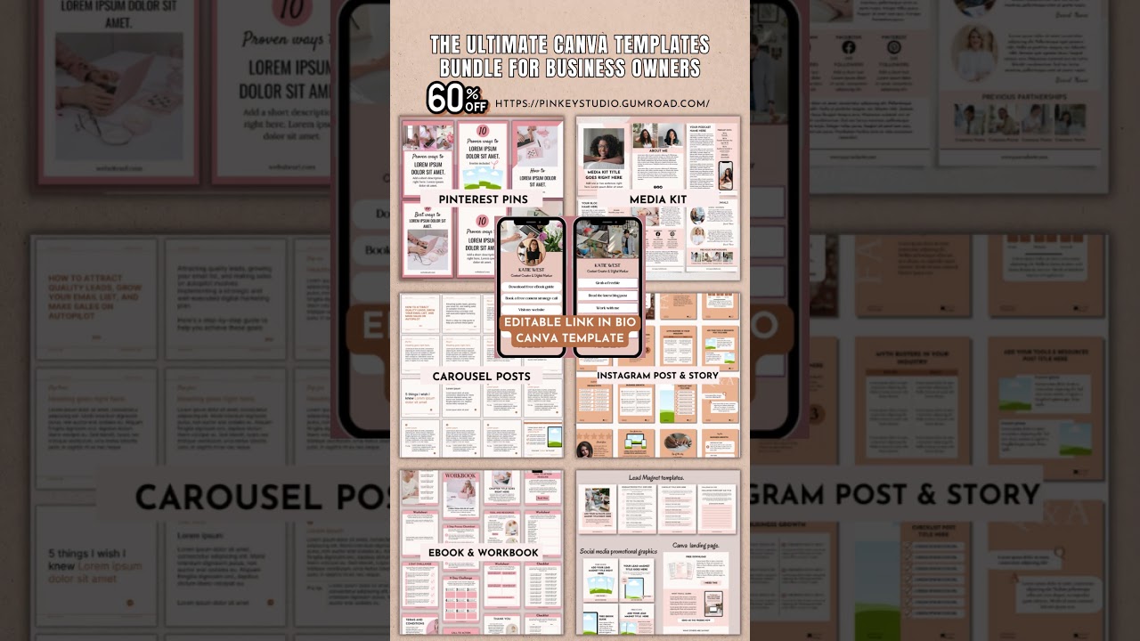 7 In 1 Bundle Canva Templates Bundle For Business Owners — 60% OFF. #canva #socialmedia #instagram