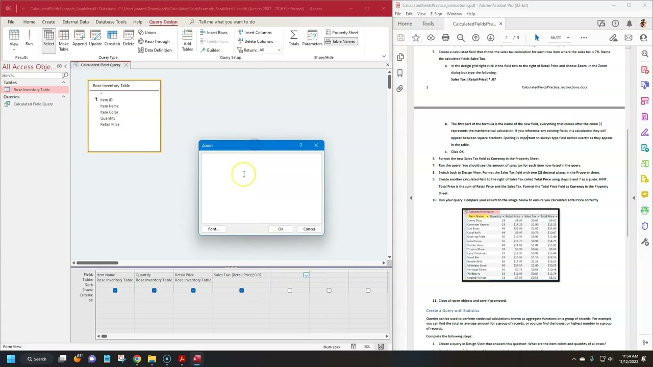 BPC110 Calculated Fields Practice
