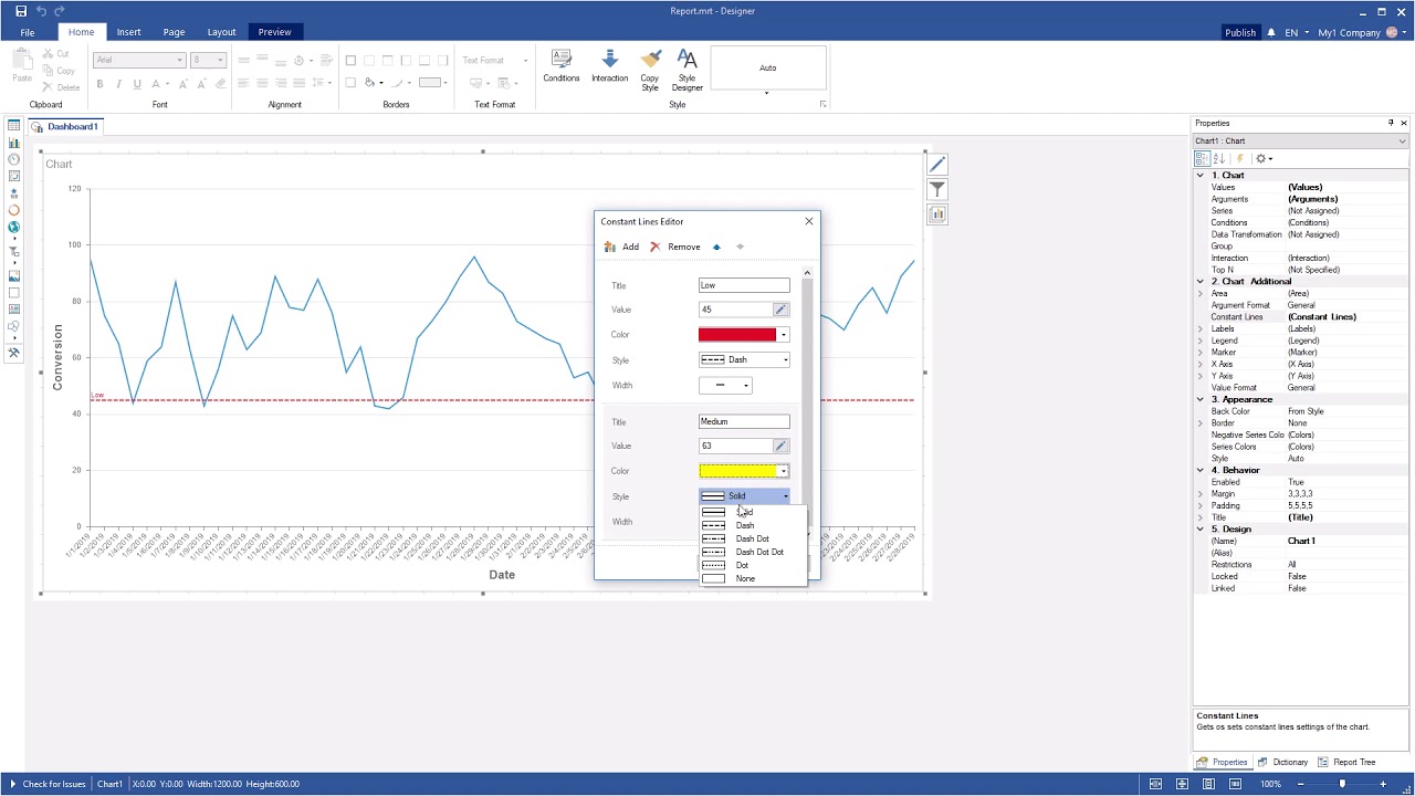 Creating Dashboard: Adding Chart Constant Lines [Shot on v2019]