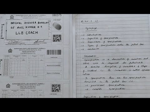 Original KSLU LLB Exam Answer booklet of Anil Kumaar K T For new edition notes contact:9739531166