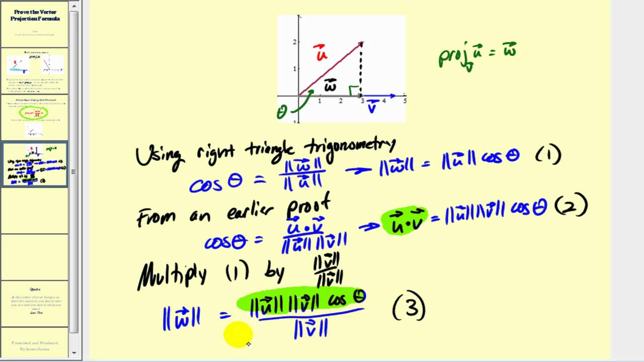 Proving the Vector Projection Formula