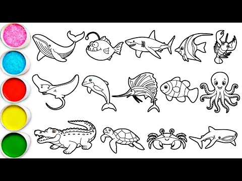 Draw Amazing Sea Animals in 20 Minutes - Whale, Anglerfish, Shark, Butterflyfish, Lobster & others