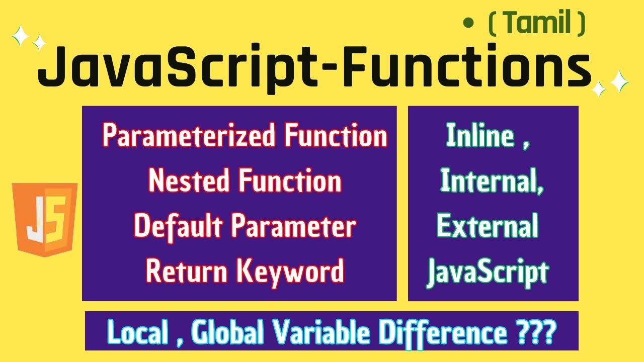 JavaScript Functions in Tamil | Inline/Internal/External JS| JavaScript Tutorial in Tamil