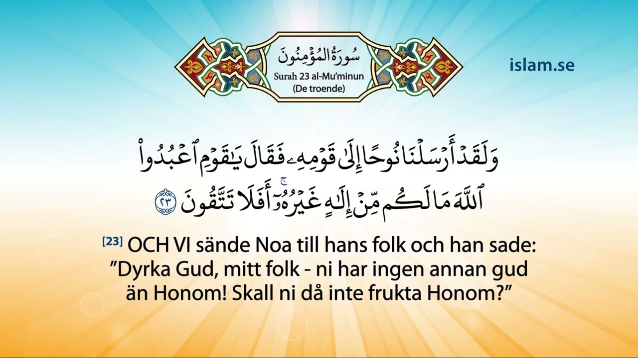 Koranen på svenska Surah 23 al Mu minun De troende Svensk översättning
