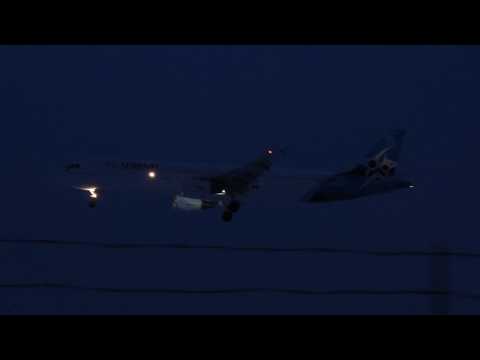 Air Transat Airbus A321 C-GEZO Kid's Club Livery Night Landing CYQB Runway 24