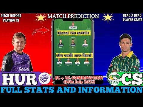 HUR vs CS Dream11 Prediction, HUR vs CS Player Stats March T20: Global Super League, 2025 Match