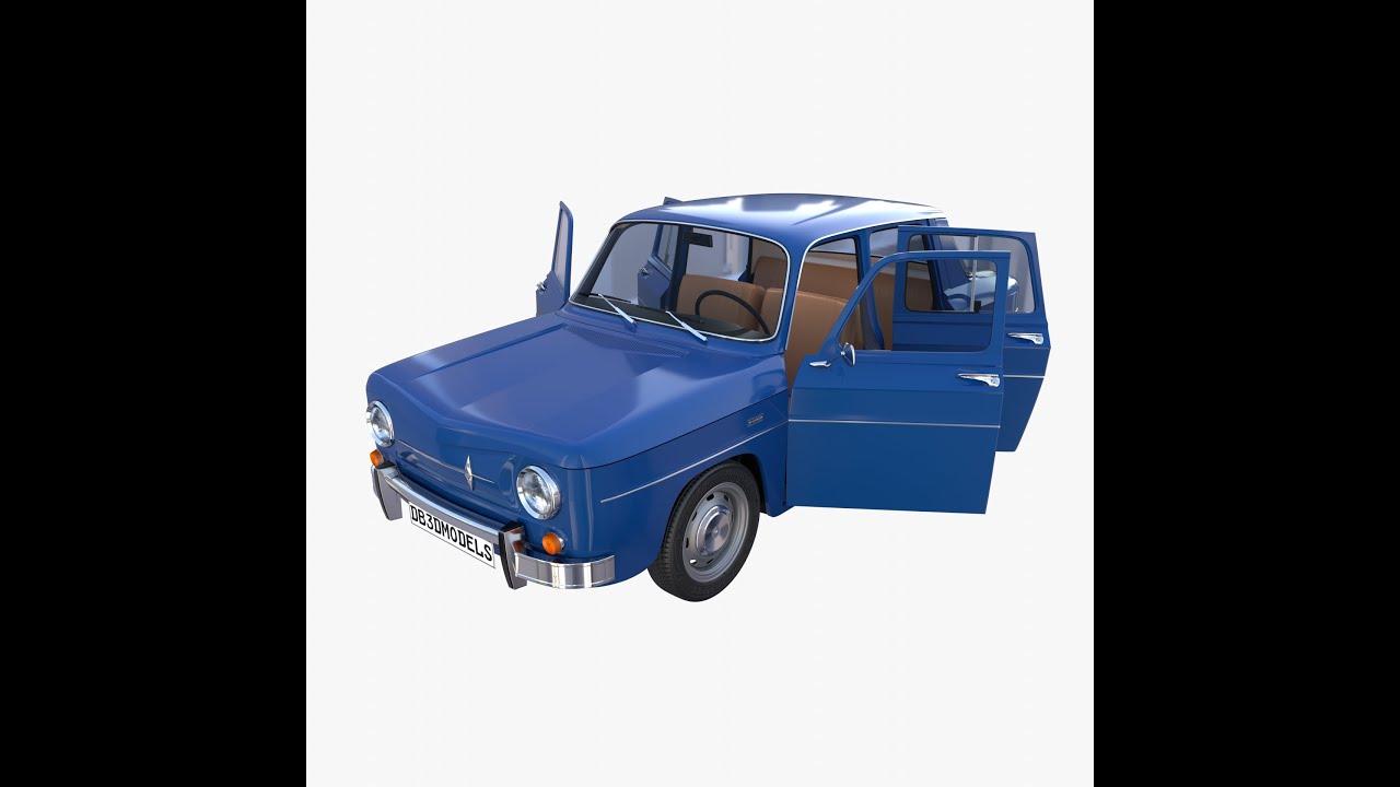 Renault 8 with interior Blue 3D Model