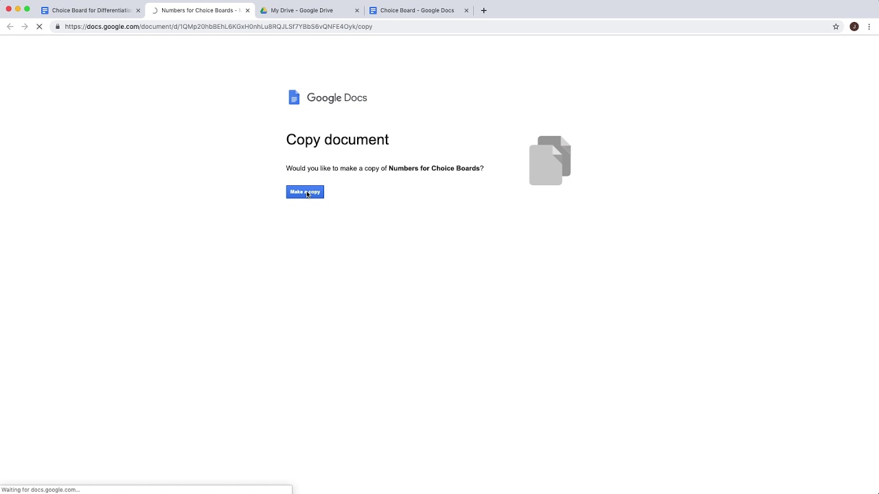 Making a Choice Board in Google Docs