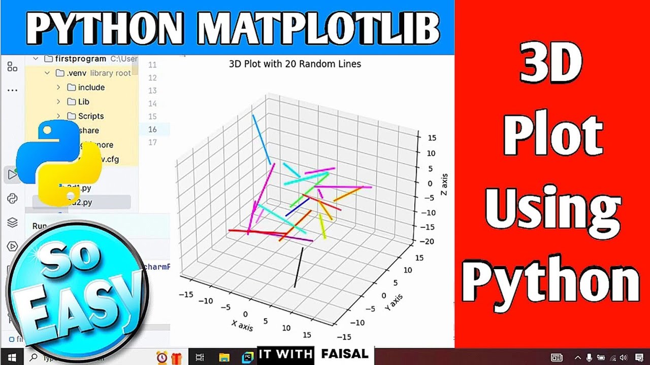 Create Stunning 3D Plot in Python with Matplotlib | Visualize Random Lines in 3D Space