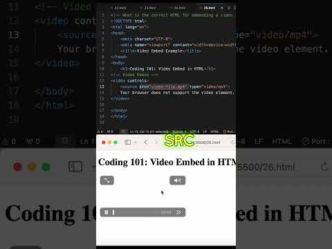 HTML Coding Q&A 26: Correct HTML for embedding a video file #html #css #coding #shorts