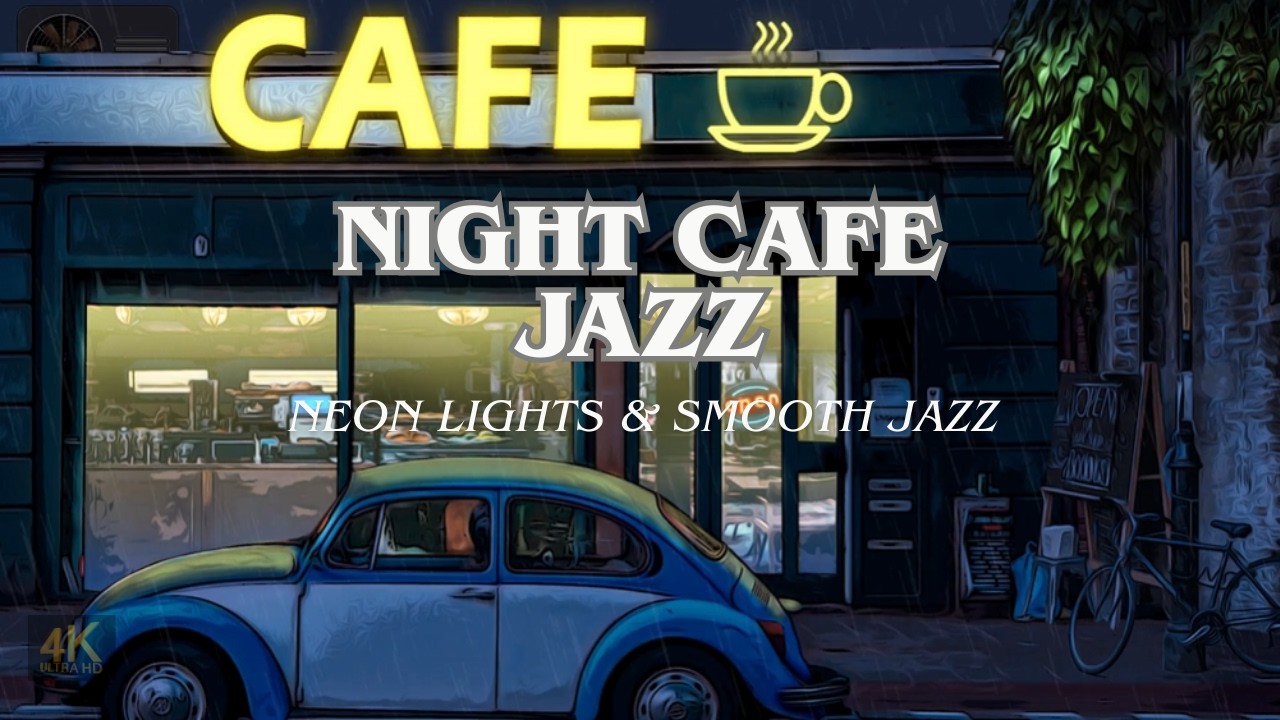 Night Cafe Jazz 🌧️☕ Neon Lights & Smooth Jazz for Study & Relaxation (4K)