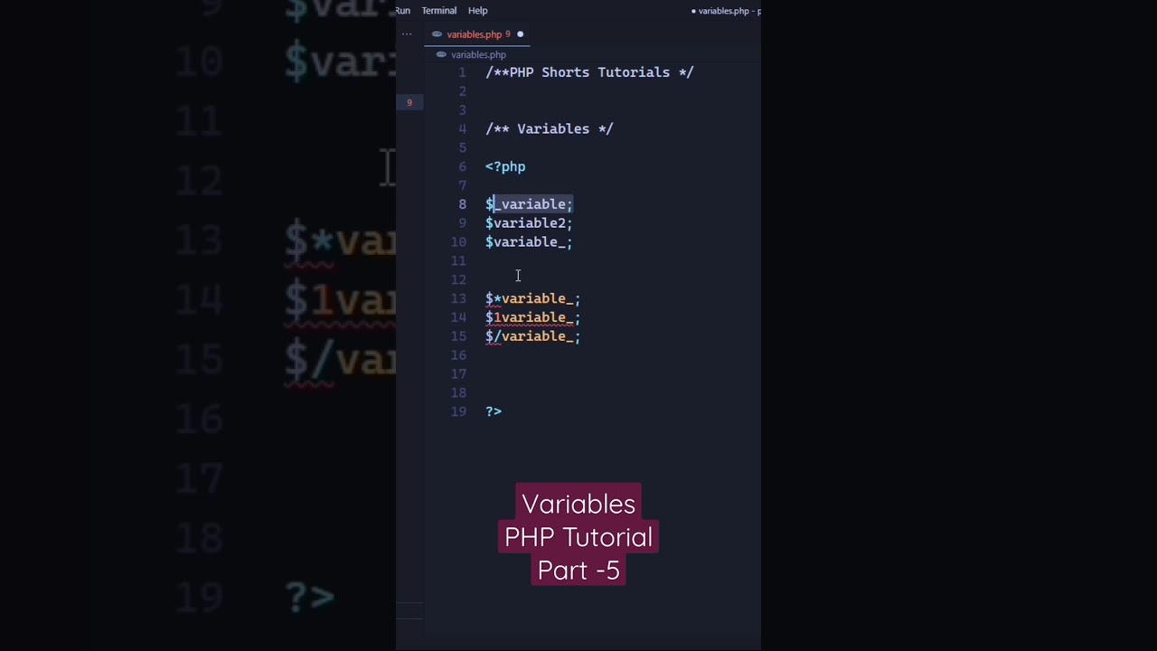 PHP Tutorial: Variables - Part 5 #shorts