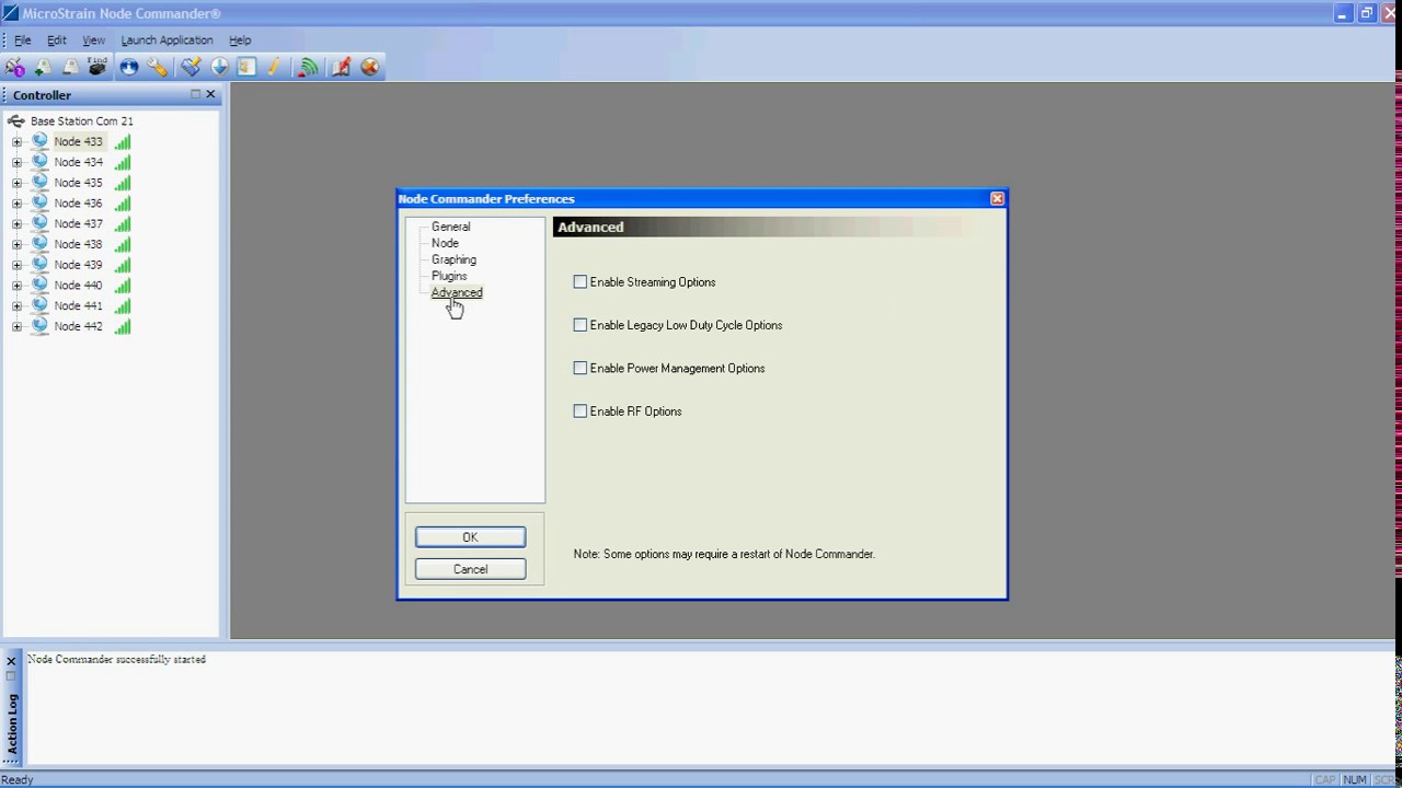 Mode settings for Node Commander