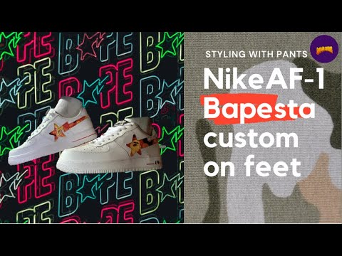 Custom Bape Air Force 1 custom on feet (review)