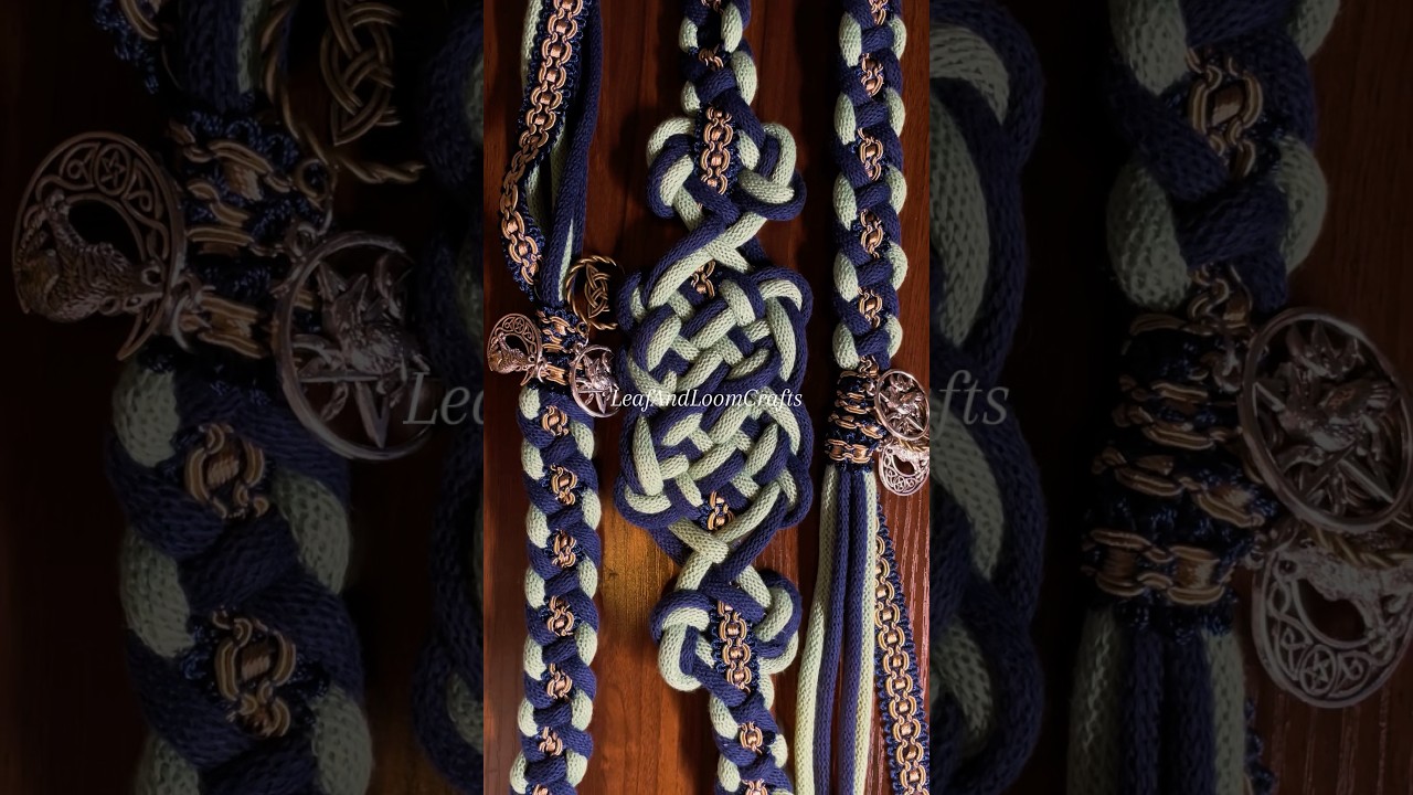 Custom Handfasting Cord | Forest Green & Midnight Blue Celtic Knot Design