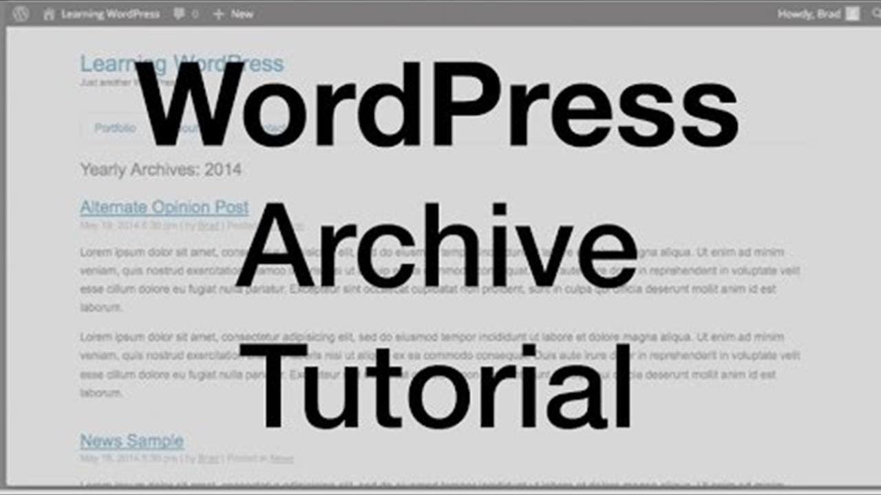 WordPress Archive Tutorial (archive.php)  2019