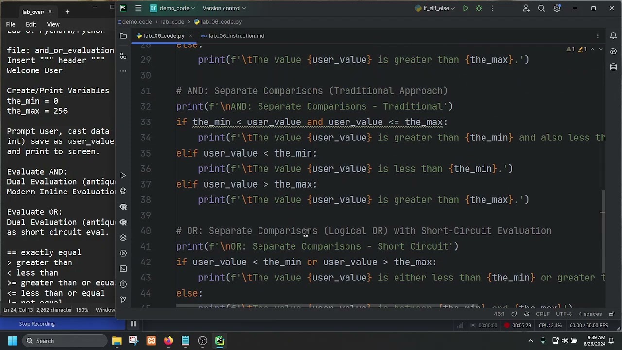 Python Lab 6 - Part 1 Using Nested Conditional Statements