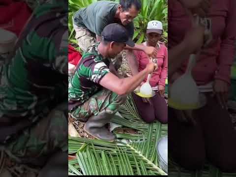 TNI Nyobain Makanan Khas Papua yaitu Papeda #shots #tniad #tni #papua