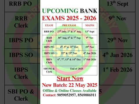 Upcoming Bank & Insurance Exam Dates 2025-26 | Prelims Mains Interview Exam Dates #bankexam #ibps