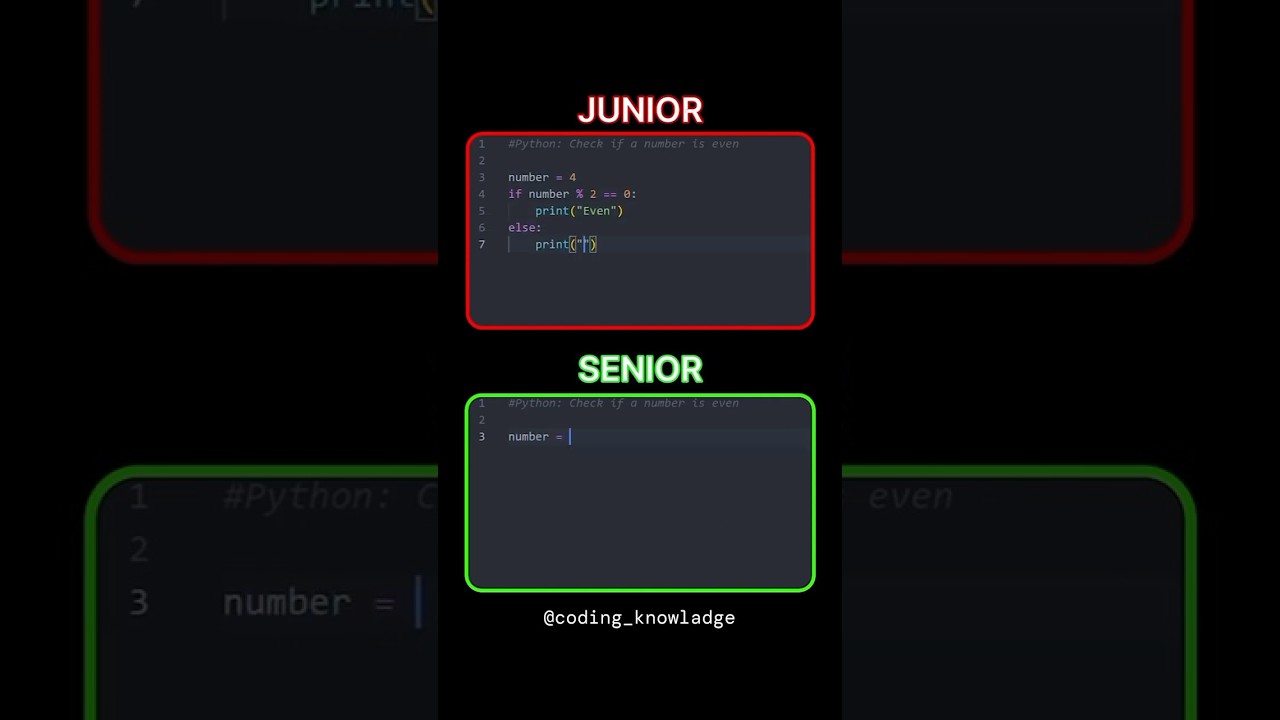 Junior vs senior python developer 🐍 | #python #coding #programming #shorts  @Codingknowledge-yt