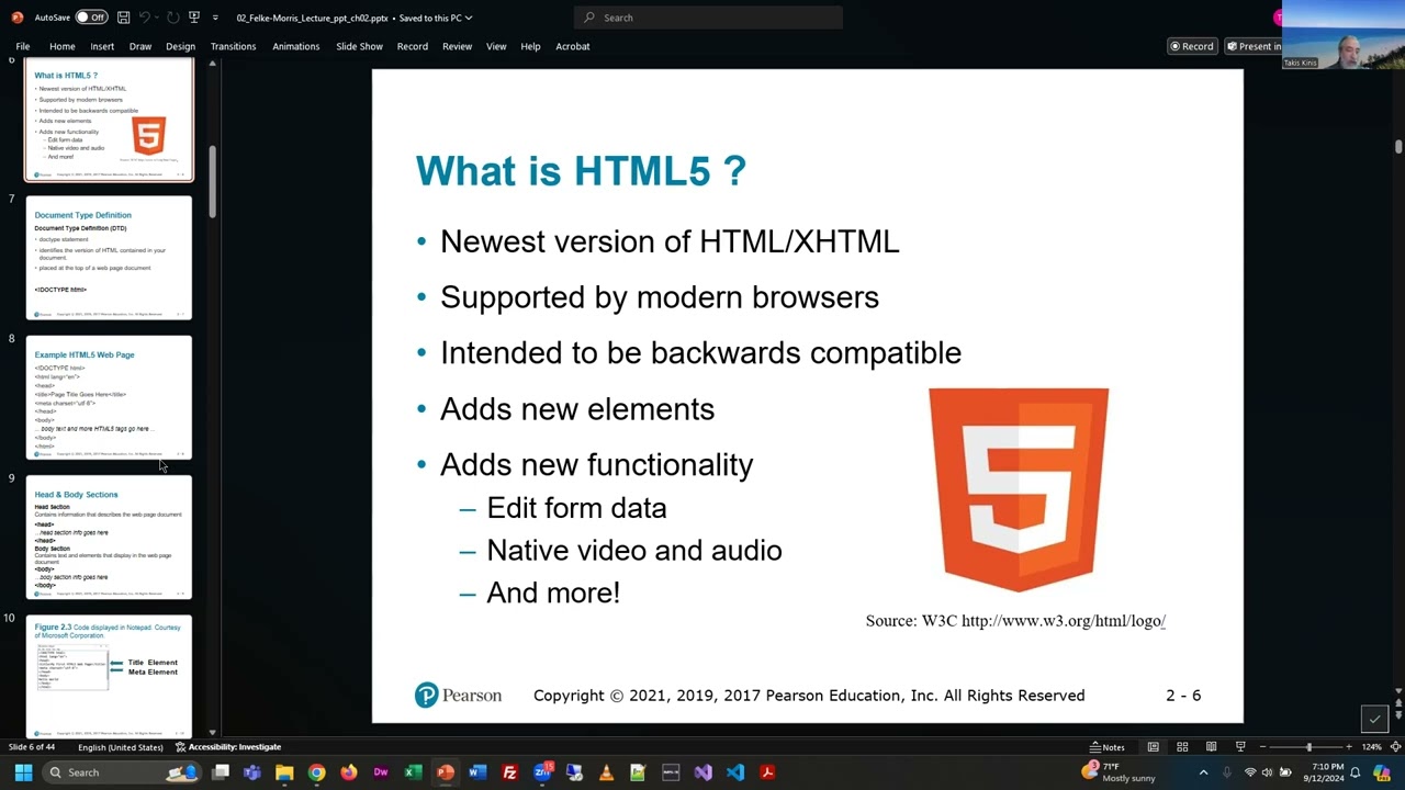 Web Programming - Chapter 2 HTML Basics Part 1 - Fall 2024