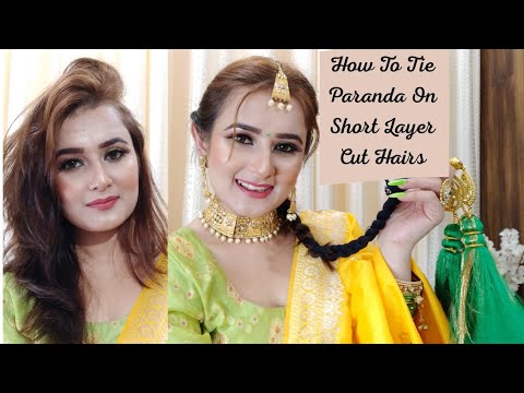 How To Tie Paranda On Short Layer Cut Hair / Punjabi Paranda Hairstyle ...