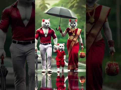Cute kitten's and their family enjoy in rany weather #cute #cat #rain #shorts