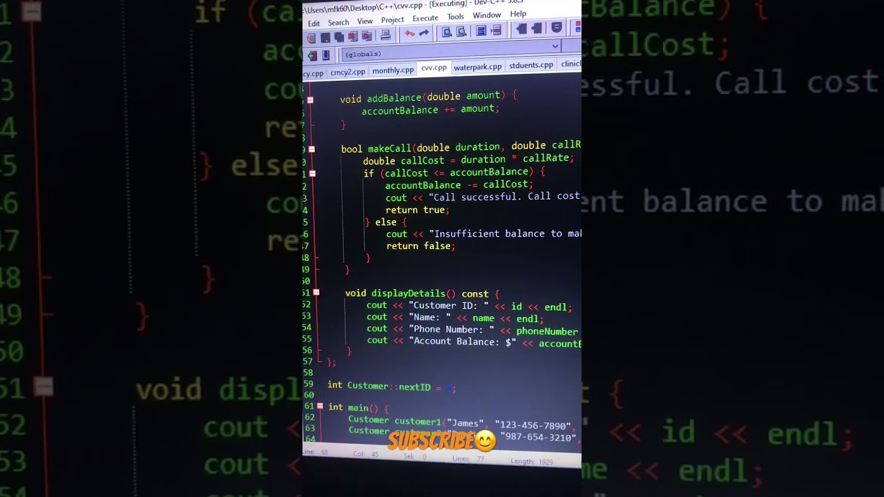 telecommunication IDE dev c++ #cppprogramming