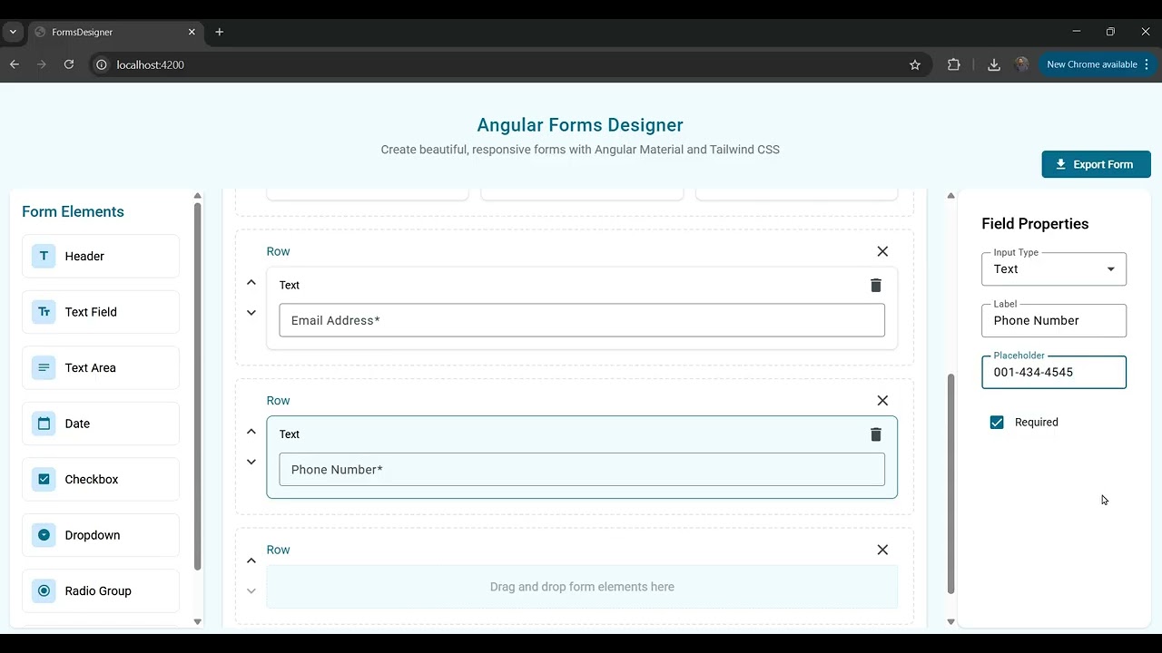 Angular Material Forms Designer: Final Preview
