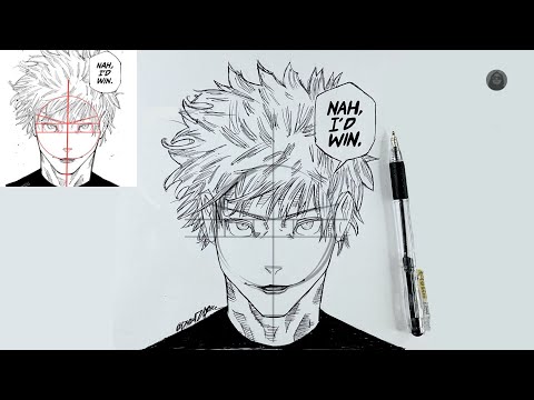 How to draw Gojo Satoru from Jujutsu Kaisen || How to draw anime step by step || Easy anime drawing