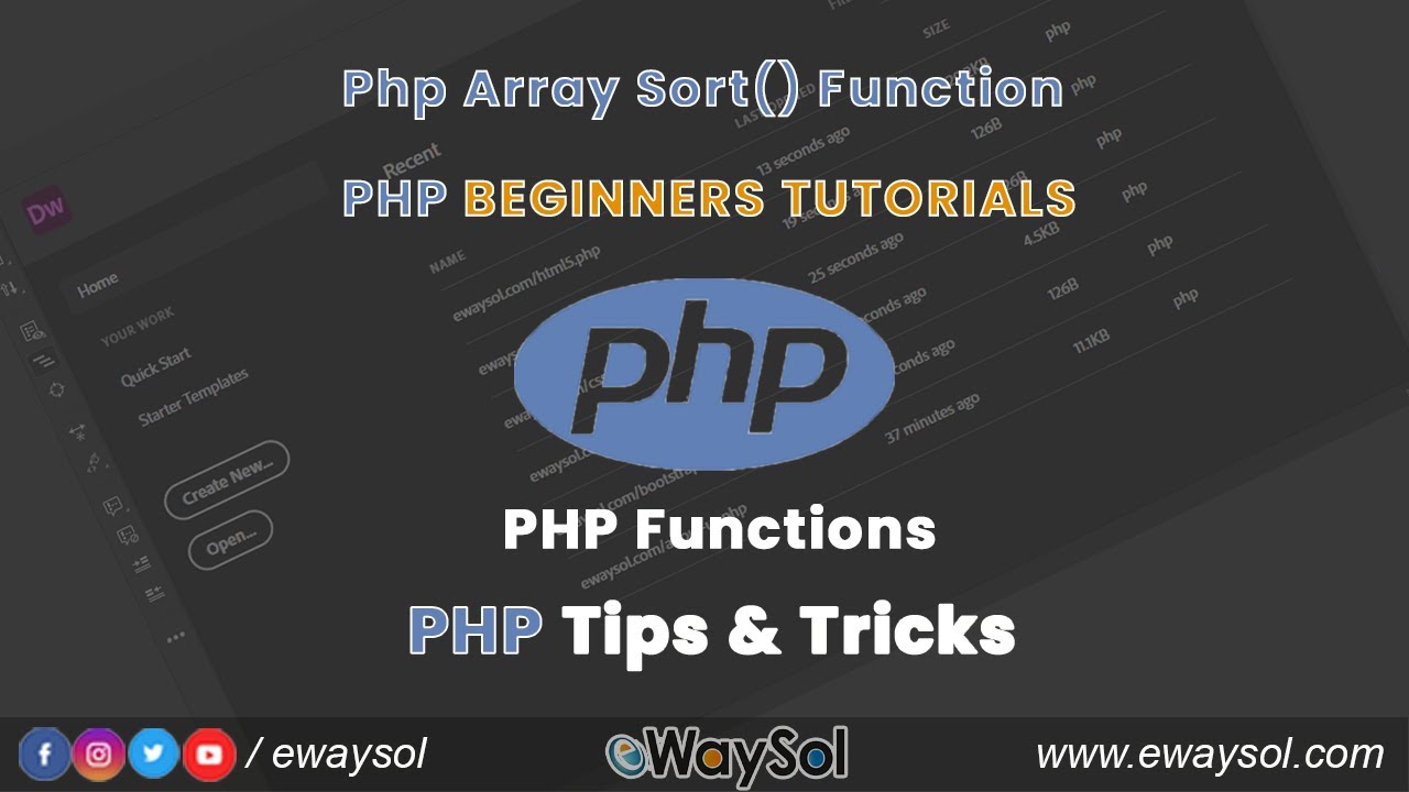 Php Array sort() function example | PHP beginners Tutorials | PHP Free Scripts | eWaySol
